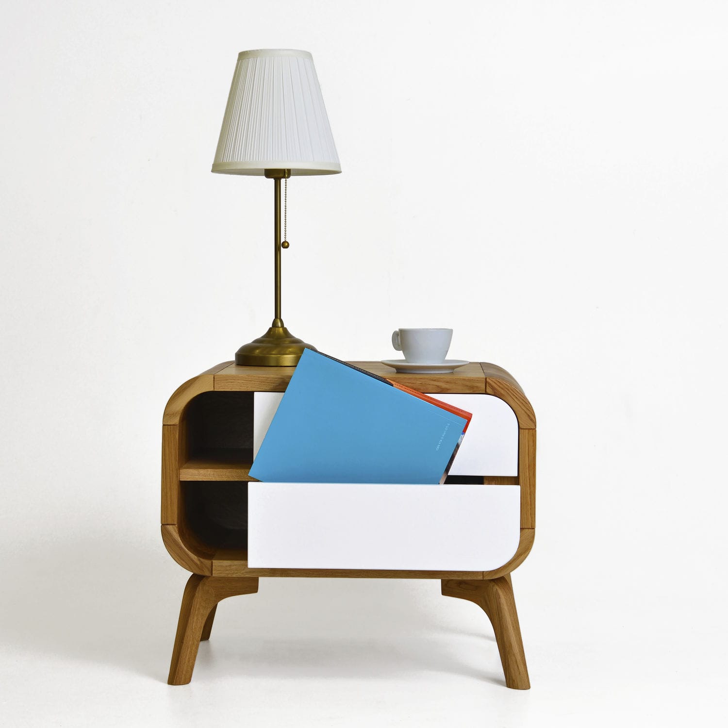 Contemporary bedside table - AMBI - MB Oaksas - oak / MDF / oak base