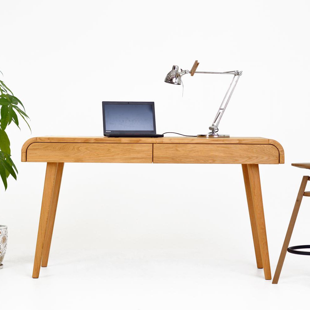 Free-standing desk - KON - MB Oaksas - contemporary / wooden / straight
