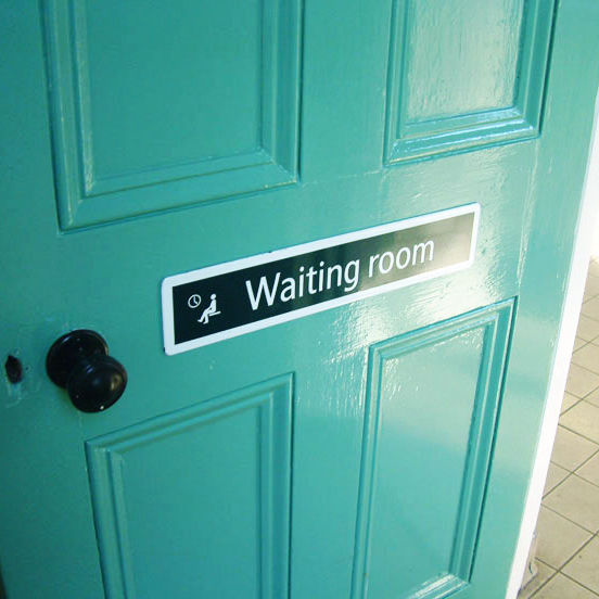 Door signage plate - ajwells - wall-mounted / vinyl / aluminum