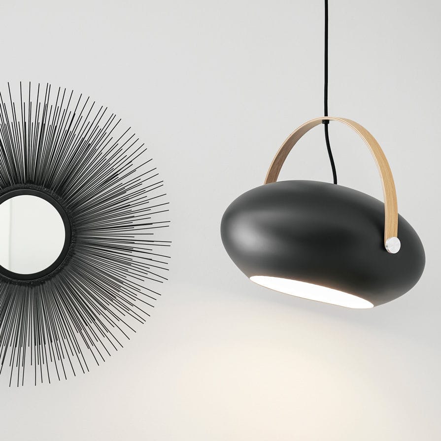Pendant lamp - DC - Halo Design - aluminum / oak / organic design