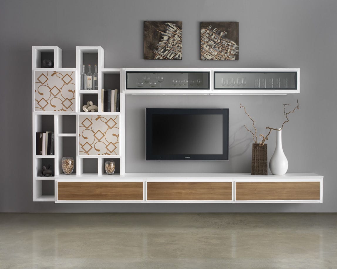 Contemporary TV wall unit - ST 14 - MOLETTA MOBILI - ash / modular / custom