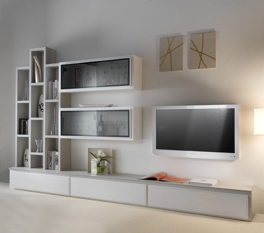 Contemporary TV wall unit - ST 07 - MOLETTA MOBILI - lacquered wood ...