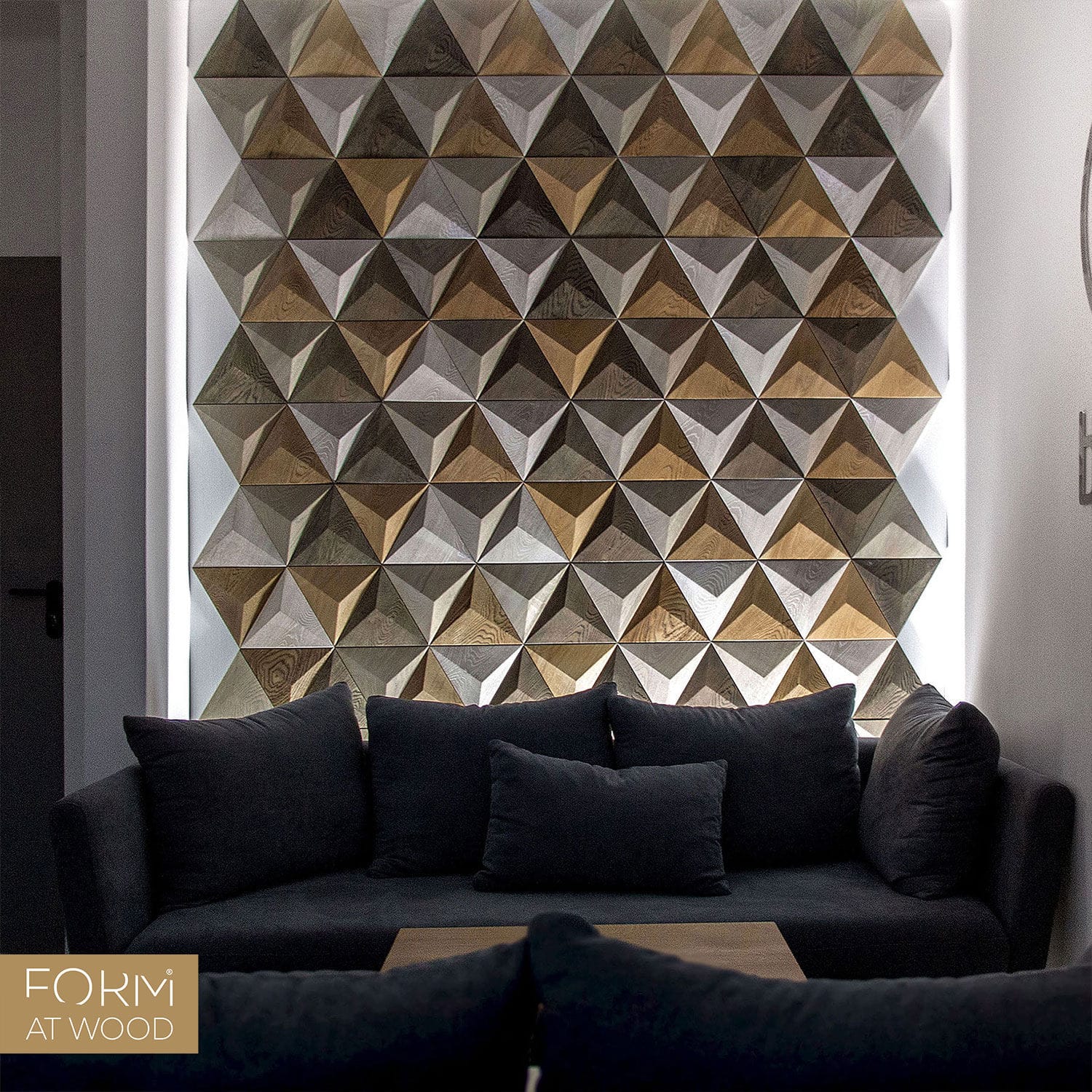 Wall-mounted decorative panel - PYRAMID - FORM AT WOOD - for interior ...