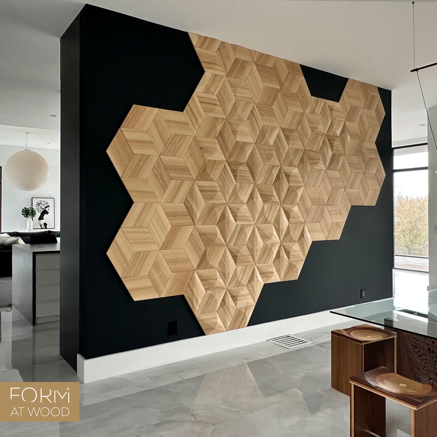 Wall-mounted decorative panel - DIAMOND - FORM AT WOOD - for interior ...