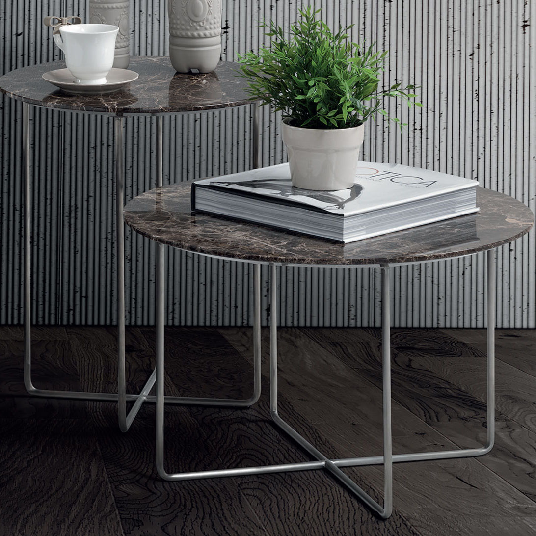 Contemporary side table - CRIS - Conte - marble / steel base / round