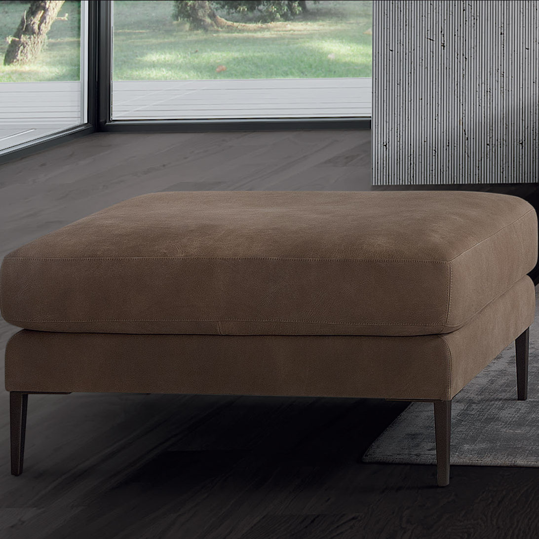 Contemporary pouf - BRAD - Conte - fabric / leather / plywood
