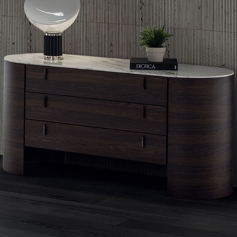 Contemporary chest of drawers - CHARLIE - Conte - ebony / glass / marble