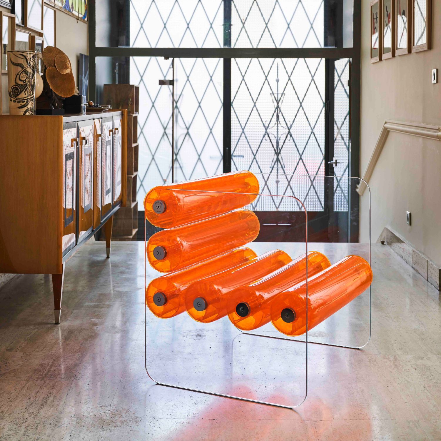 Original design armchair - MW01 - MOJOW DESIGN - polyurethane / stainless steel / PMMA