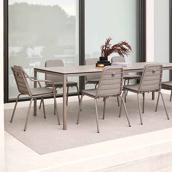 Contemporary table - BRISE - Musola - glass / ceramic / metal base