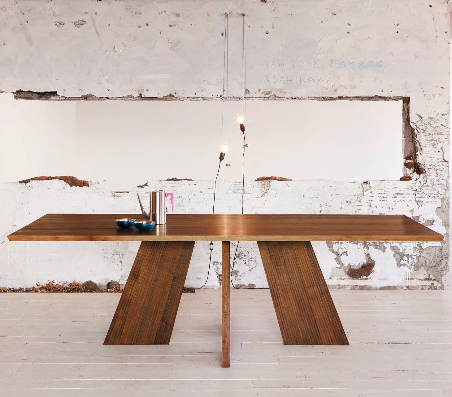 Contemporary dining table - HAKAMA - CondeHouse - oak / walnut / oak base