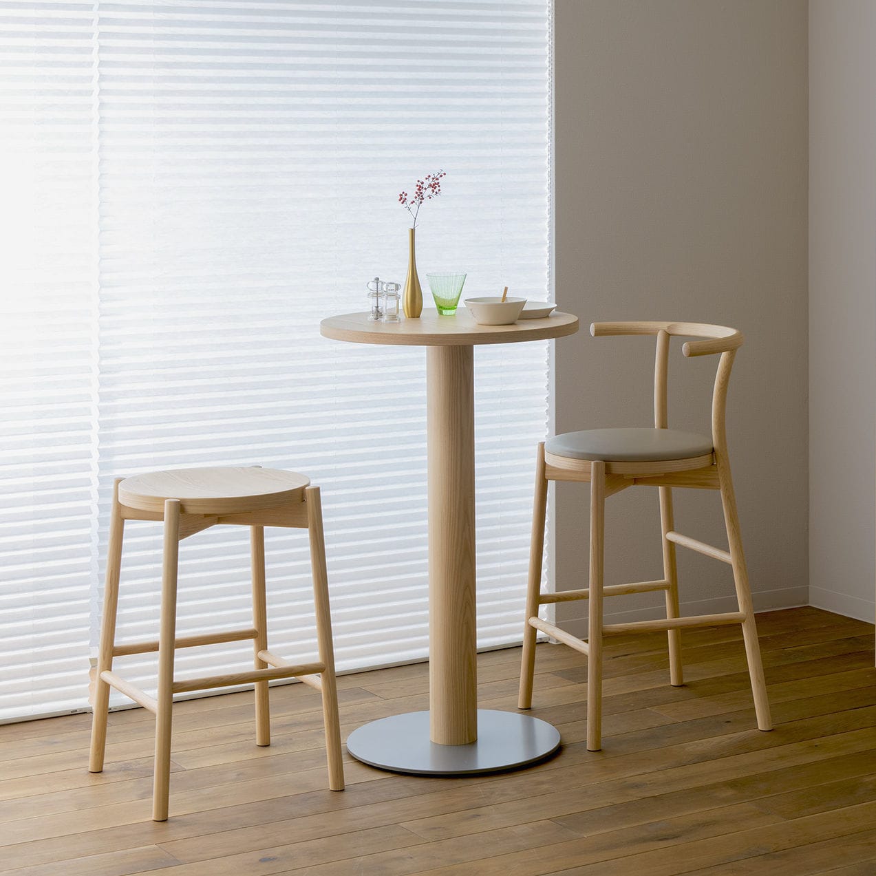Contemporary high bar table - KOTAN - CondeHouse - ash / linoleum ...