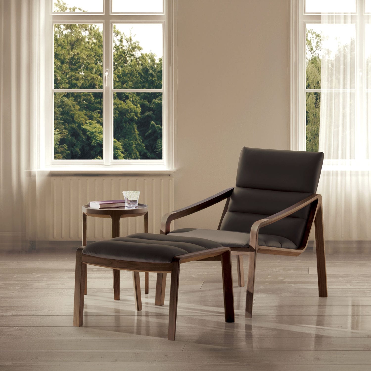 Contemporary footrest - CHALLENGE - CondeHouse - fabric / leather