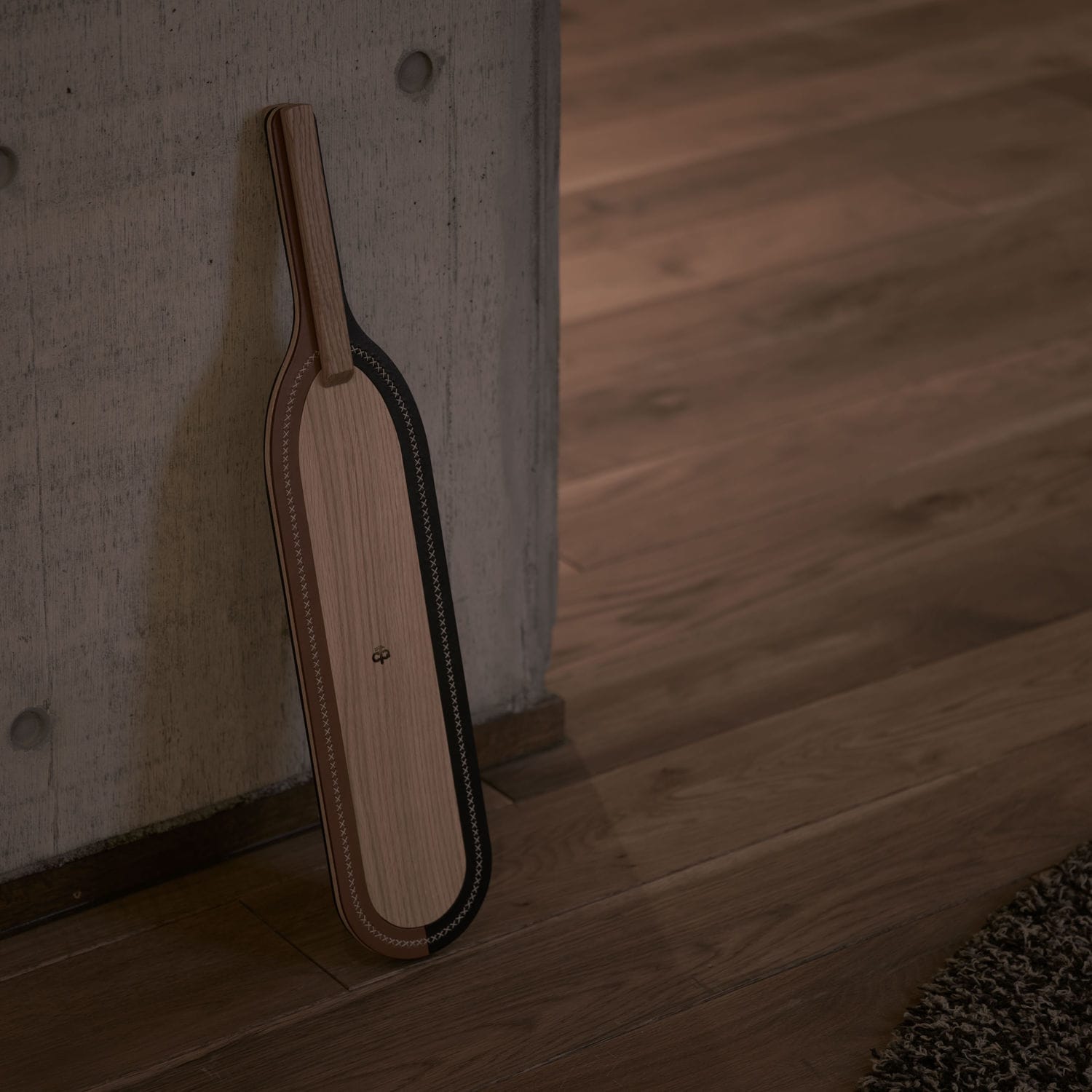 Oak sculpture - Racket - CondeHouse - ash / cowhide / free-standing