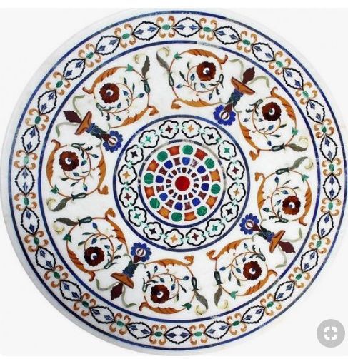 Marble table top - WHITE INLAY - INDIA STONE EXPORT