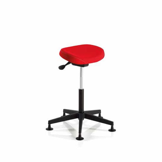 Contemporary task stool - HOBBIT - REXSITT - leather / upholstered / swivel