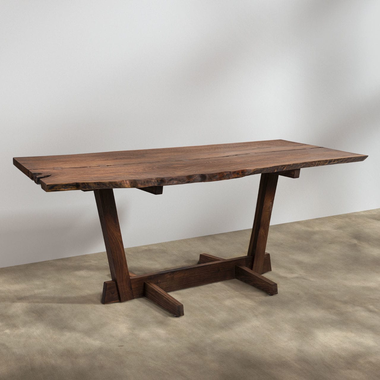 Contemporary dining table - Lou Slab - LITOOC - walnut / wooden base ...