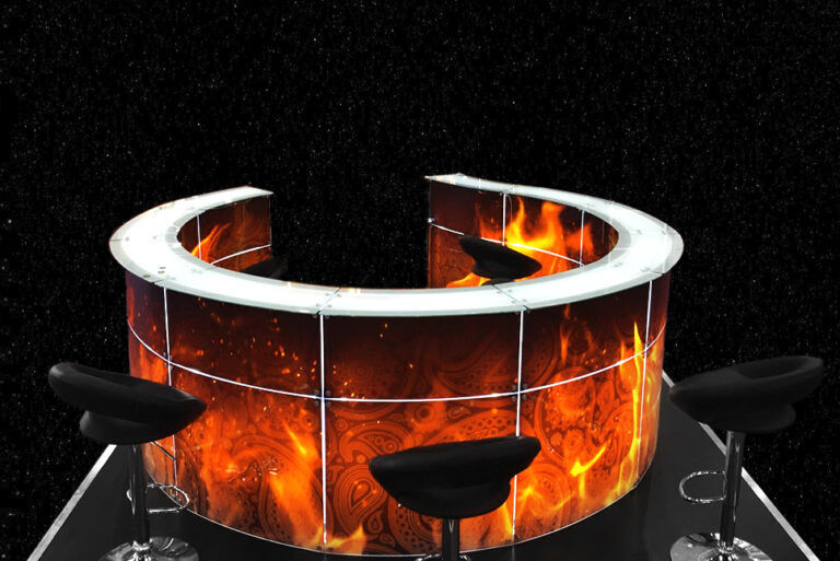 Bar counter - MODULAR GLASS SYSTEM NEO LTD - glass / U-shaped / illuminated