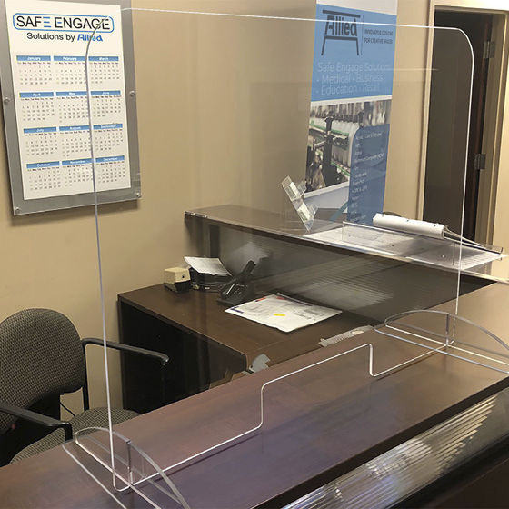 Protective office divider - SEFSB series - Allied - desk mounted / PVC ...