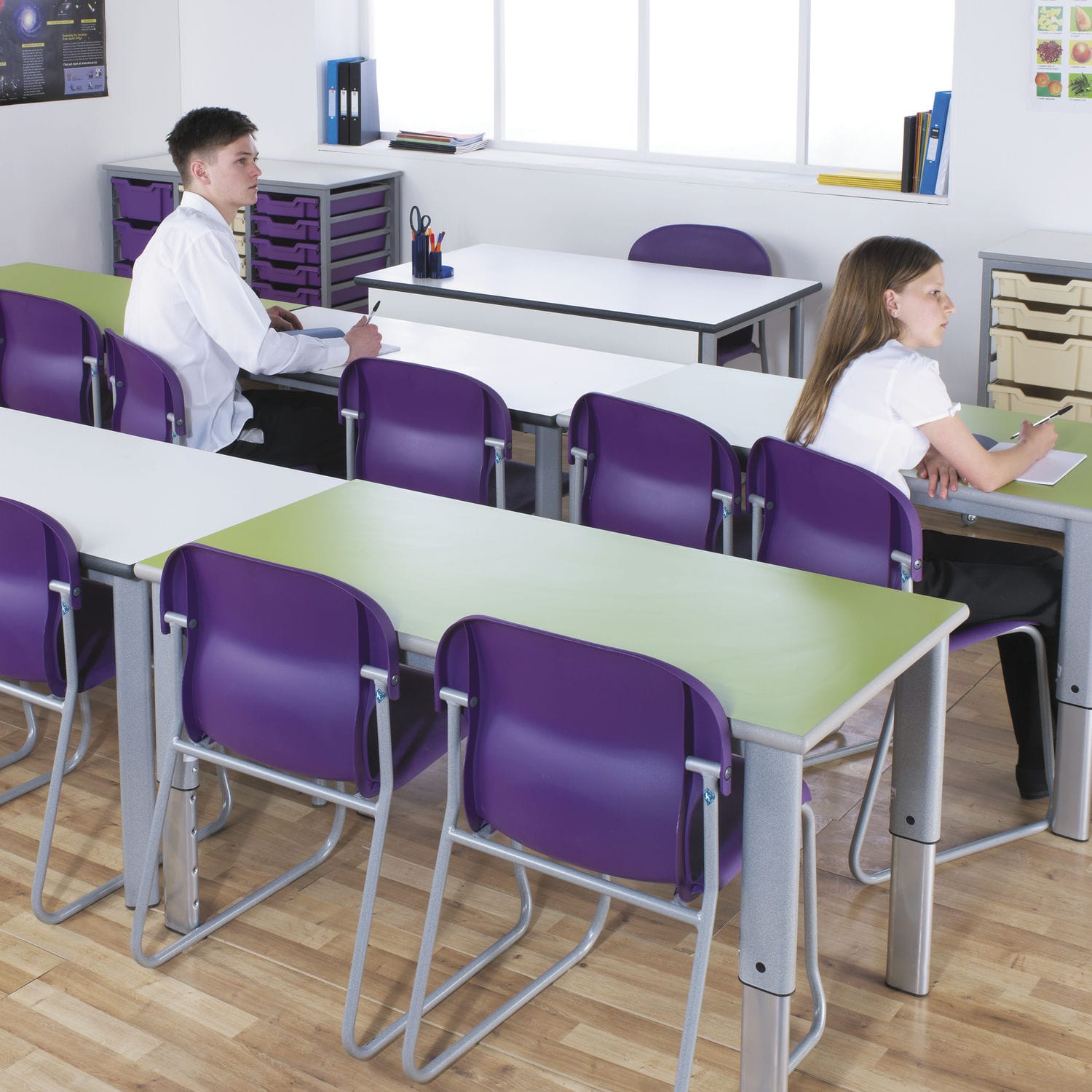 Contemporary classroom table - ELITE - metalliform - MDF / metal base / rectangular