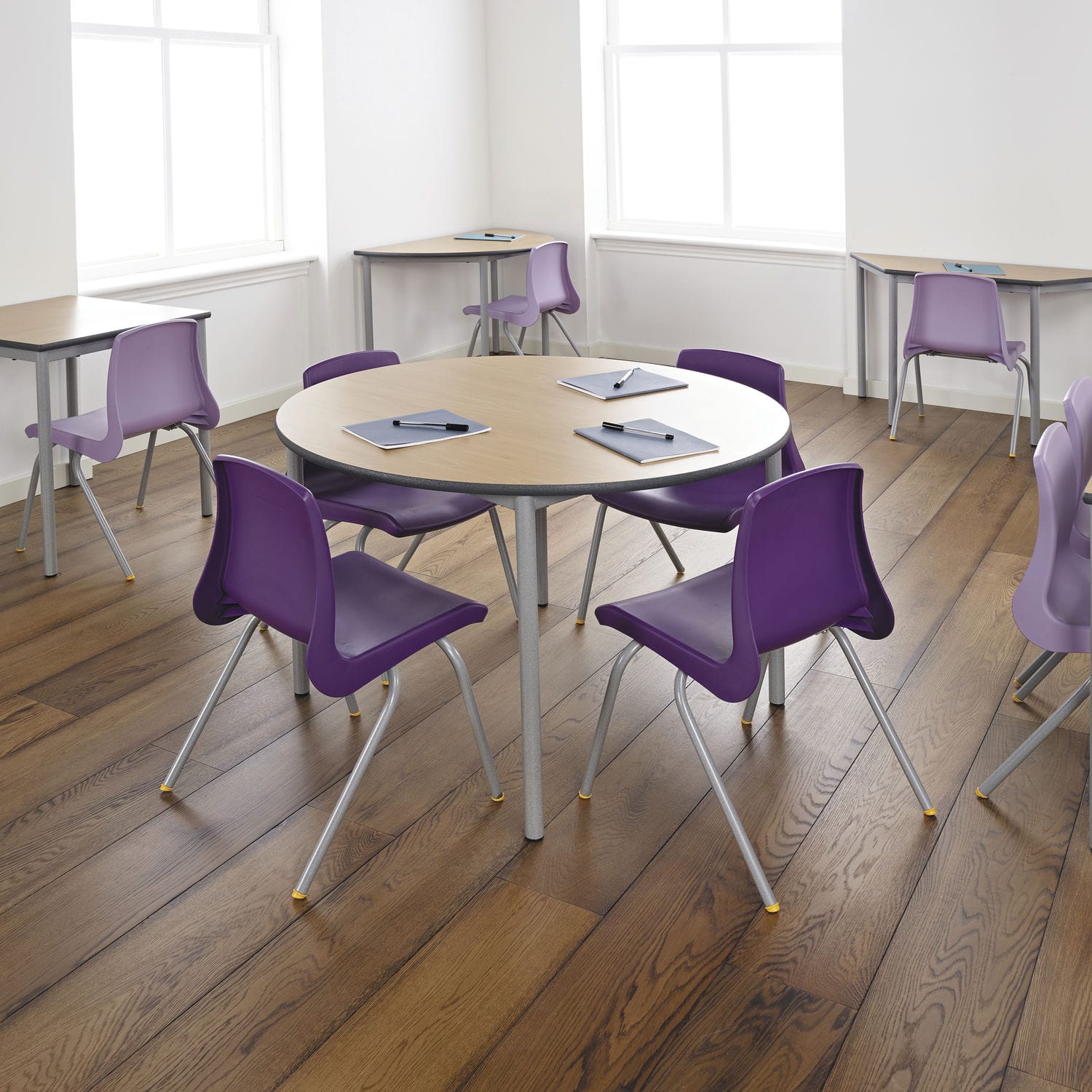 Contemporary classroom table - RT32 - metalliform - wooden / metal base ...