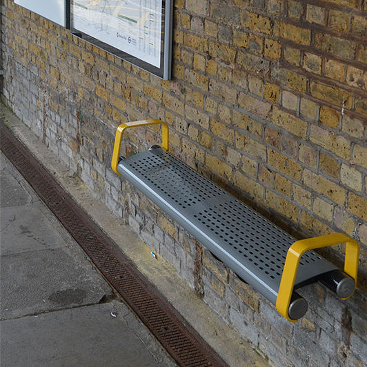 Contemporary public bench - PERCH - hille - metal / wall-mounted