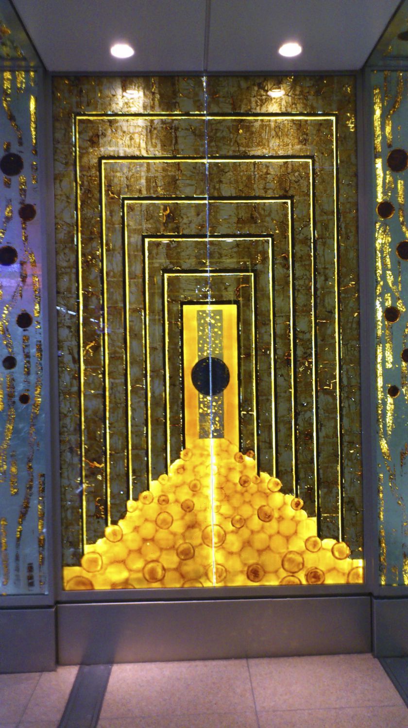 Tempered glass panel - Crystal & Ripple - Duco - patterned / colored ...