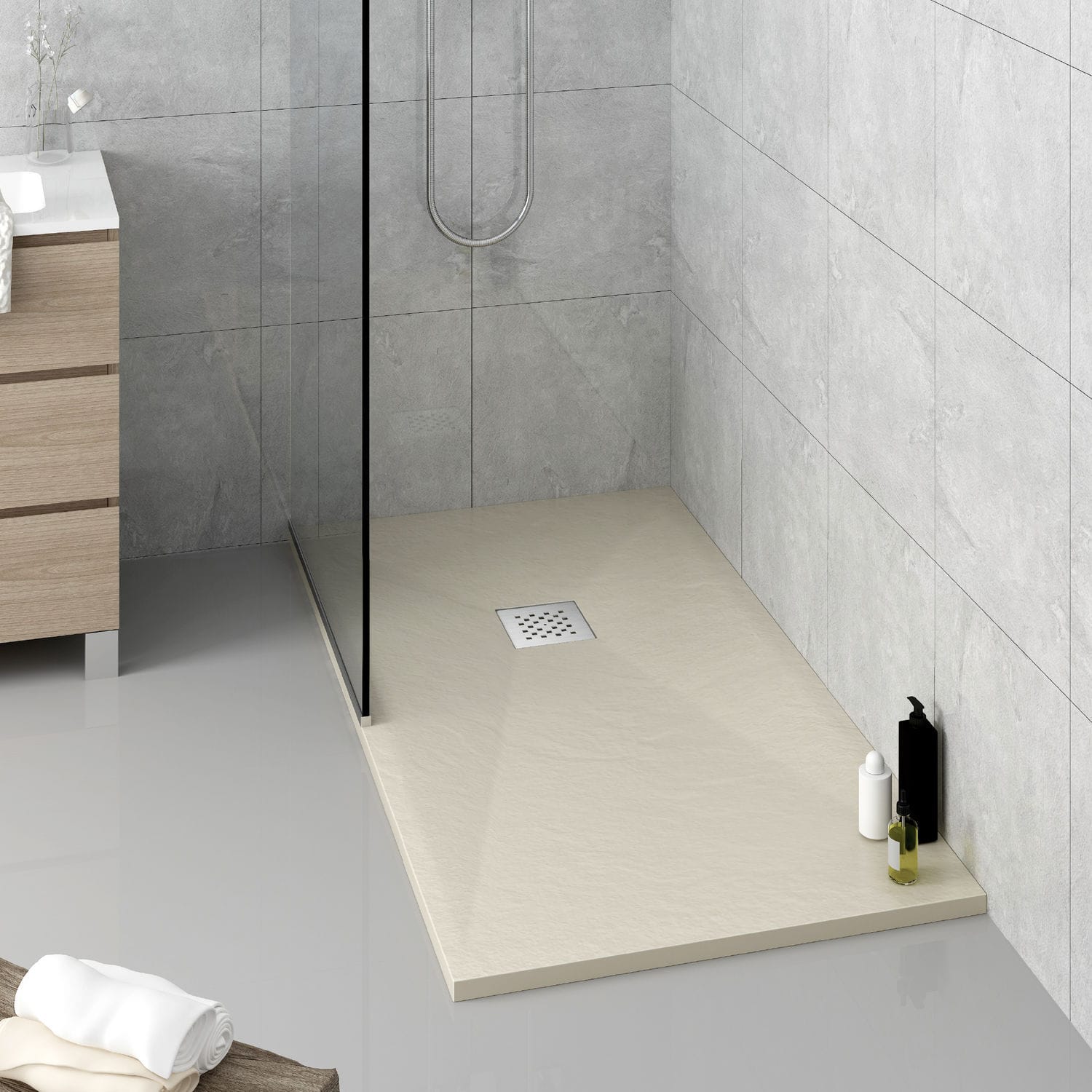 Rectangular shower base - SERIES F - DAYA - above floor / resin / non-slip