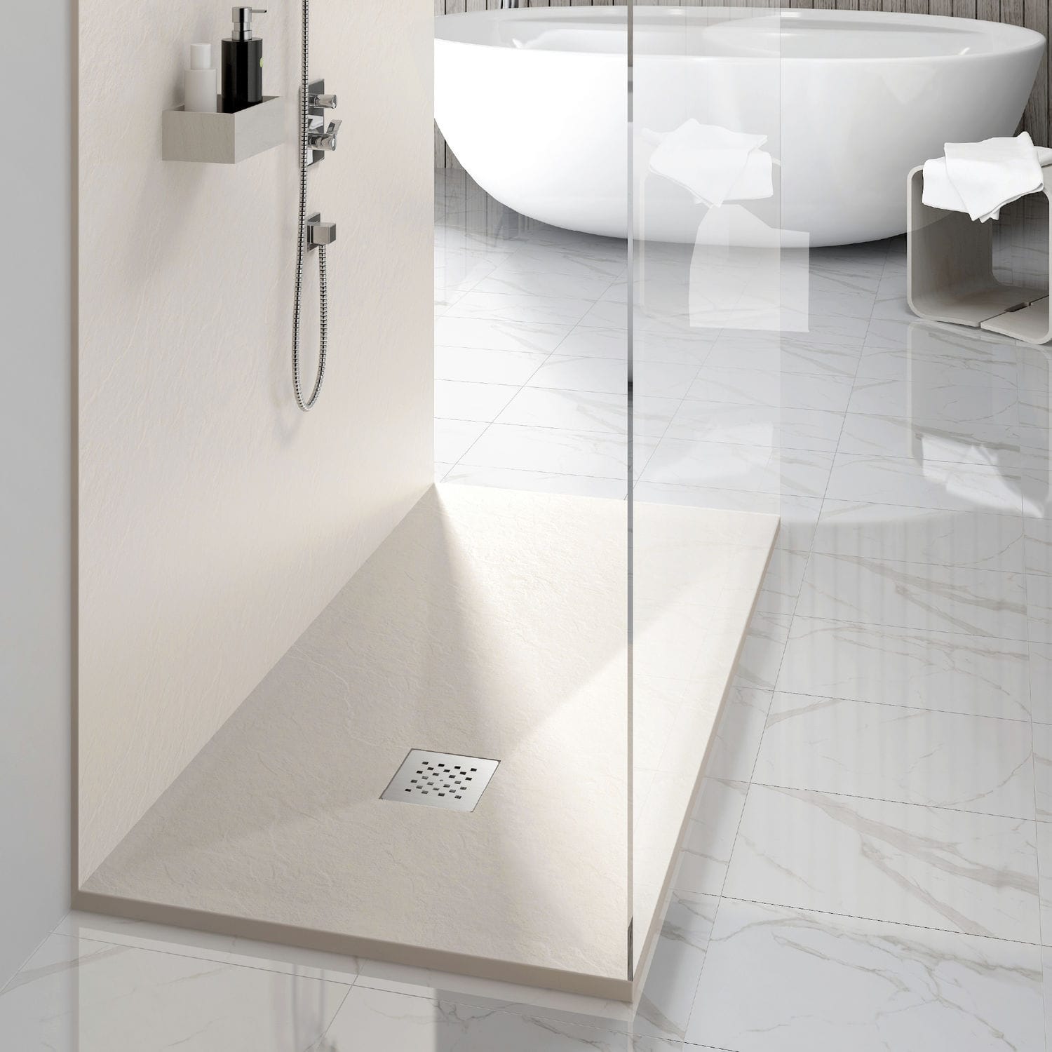 Rectangular shower base - SERIES G - DAYA - above floor / fiberglass ...