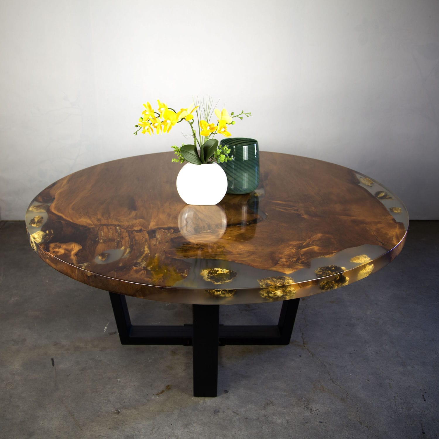 Contemporary table - 220055 - Icewood - wooden / resin / metal base