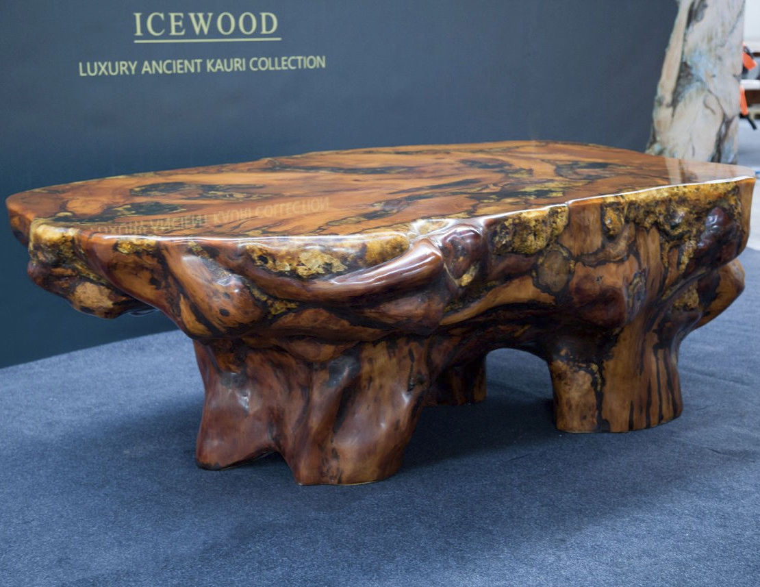 Original design table - Tethys - Icewood - wooden / resin / wooden base