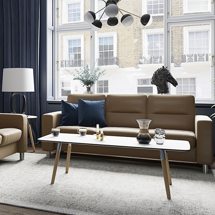 Contemporary coffee table - STYLE - Stressless - beech / chrome / metal ...