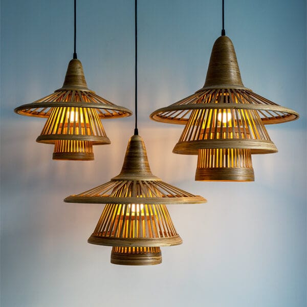 Pendant lamp - KARIMATA - Bambusa Bali - wooden / traditional / corded