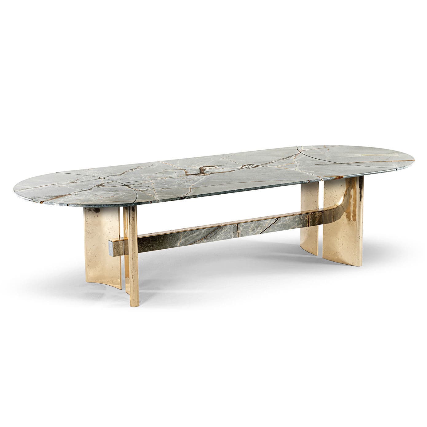 Contemporary dining table - SPINNAKER - HESSENTIA | Cornelio Cappellini - marble / metal base / oval