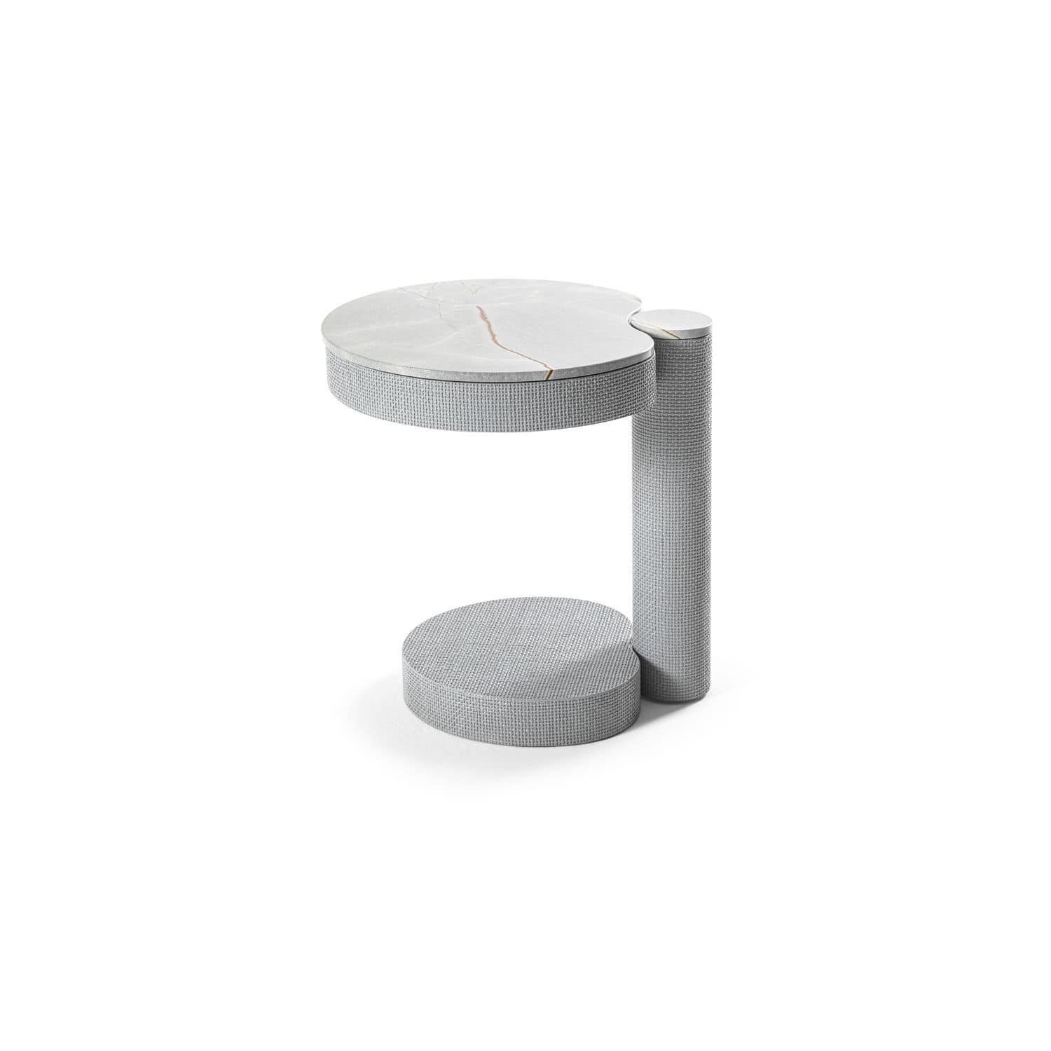 Contemporary side table - NORA - HESSENTIA | Cornelio Cappellini - marble / straw / wooden base