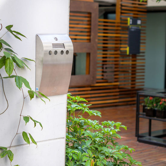 Wall-mounted ashtray - CURVED - FEPRO - stainless steel / for outdoor ...