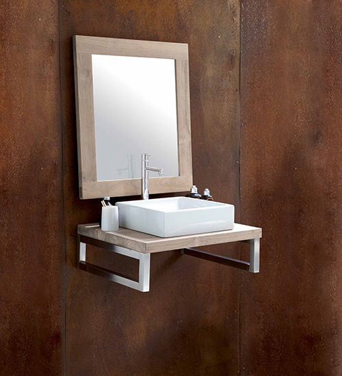 Oak vanity top - NATURE - LINE ART - stainless steel / custom-made