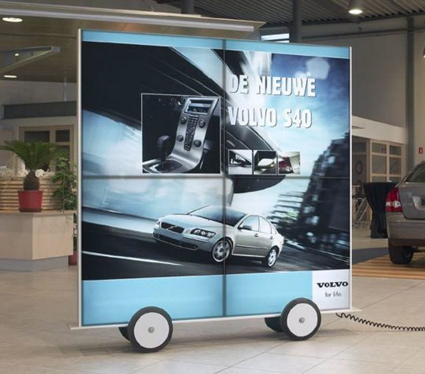 Mobile partition - ROLLER WALL - AVC - with glass panel / for offices ...