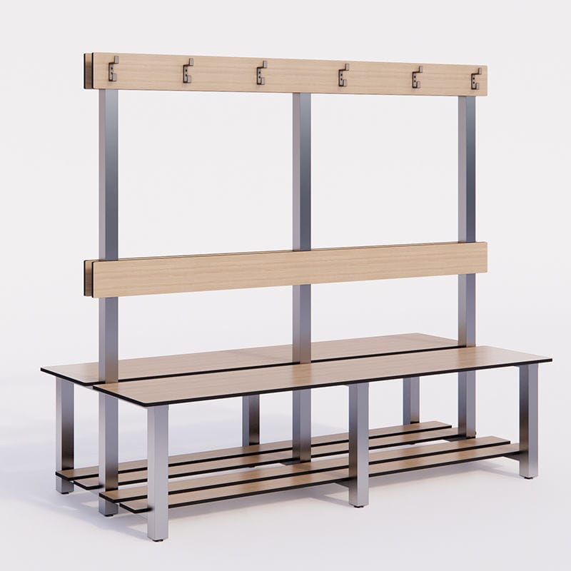 Traditional locker room bench - DEBO - aluminum / HPL / laminate