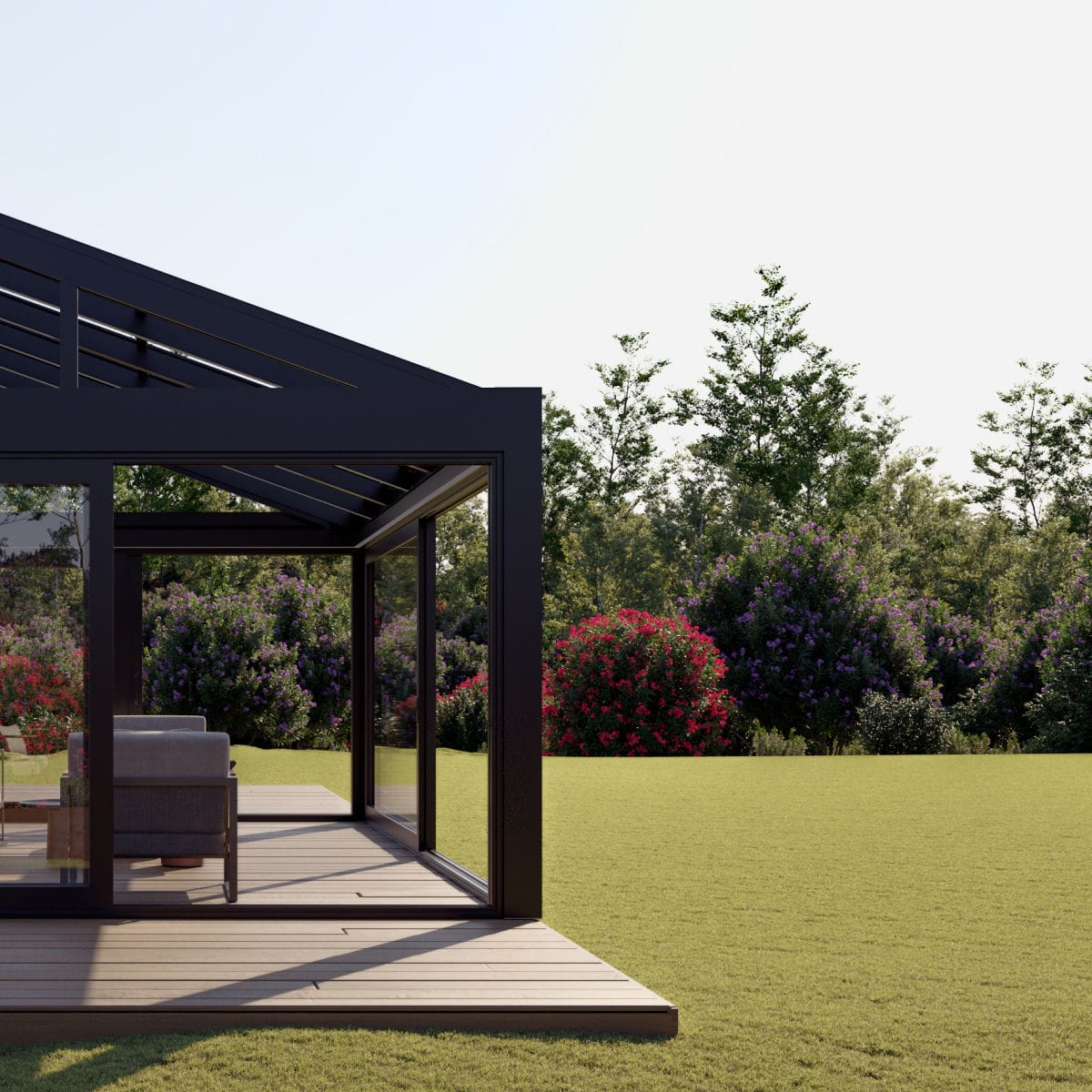 Aluminum conservatory - POLAD - SCHILDR Inc - steel / with sliding door