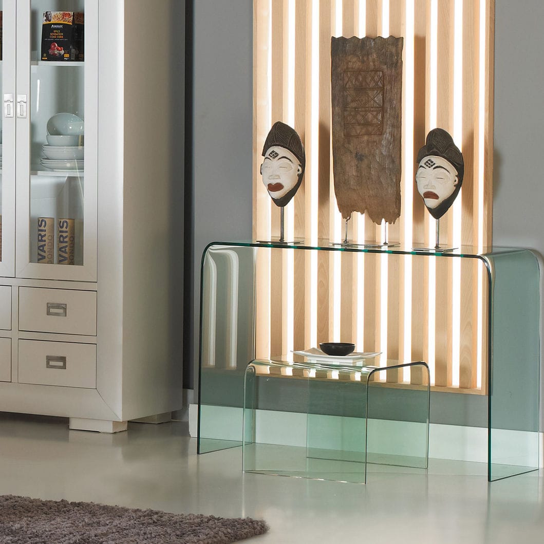 Contemporary side table - LUJO - CAMINO A CASA - glass / glass base ...