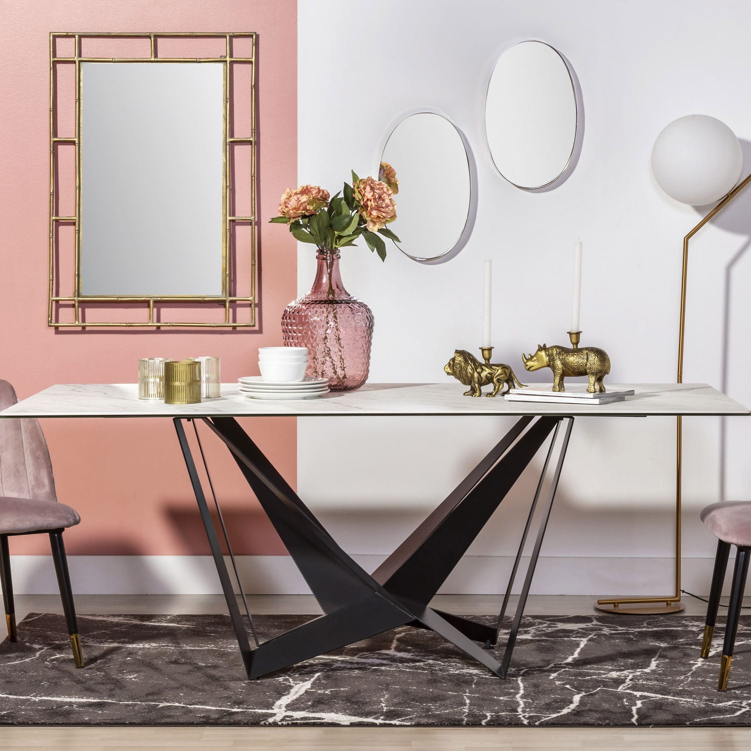 Contemporary dining table - SPIDER - CAMINO A CASA - tempered glass ...