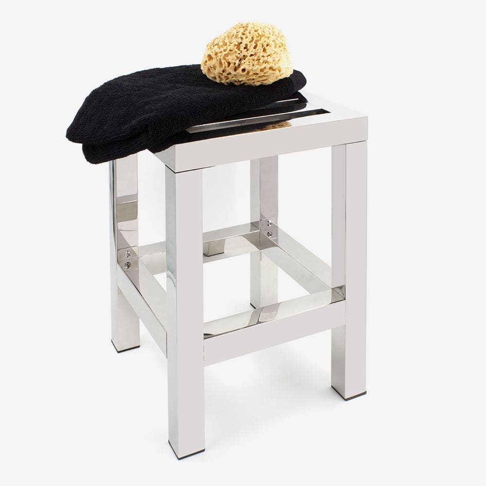 Contemporary stool - PLAZZA - BATH BAZAAR - metal / stainless steel ...