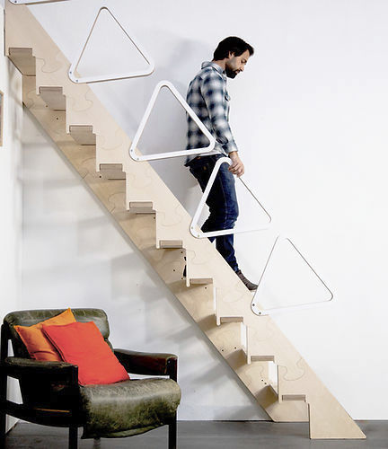 Straight staircase - Comfort - raumvonwert - wooden step / wooden frame ...