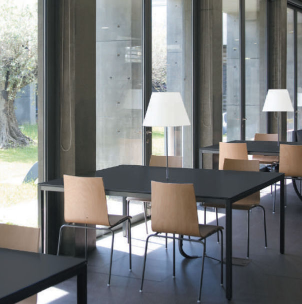 Contemporary table - QUADRATA - JULCAR - wooden / glass / thermo-lacquered steel