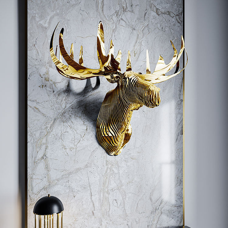 Brass sculpture - Hanang Moose - CREATUR - wall-mounted / golden / black
