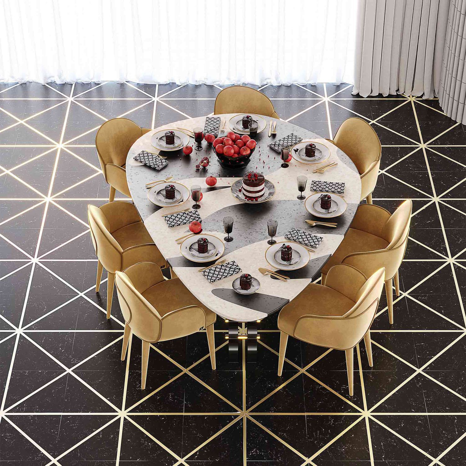 Contemporary dining table - SAHARA - Hommés Studio - wood veneer ...