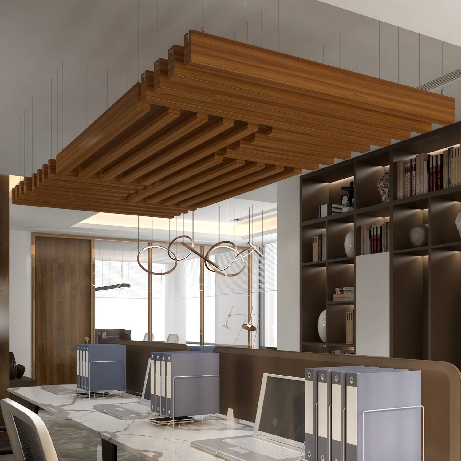 Wooden acoustic baffle - LINEAR BEAM - The Acoustics Company SAS ...