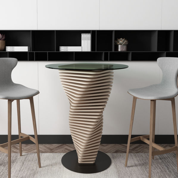 Original design high bar table - Cascada - MyWoodream - glass / wooden ...