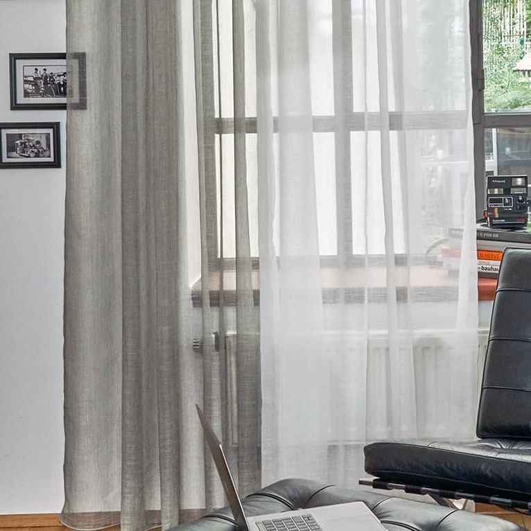 Plain sheer curtain fabric - LIANE - Gardisette - polyester / acrylic ...