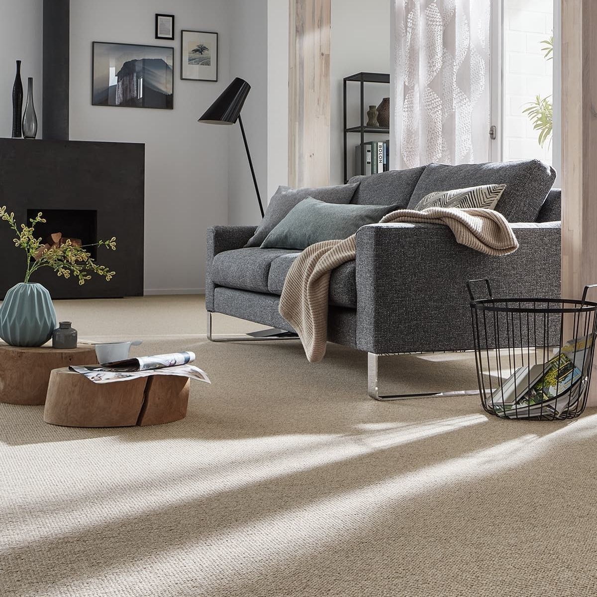 Tufted carpet - PEARL - JAB ANSTOETZ FLOORING - loop pile / wool / plain